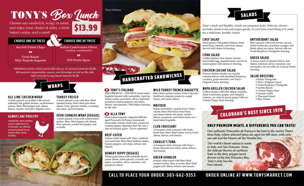 Box Lunch Menu - Bauer Studios